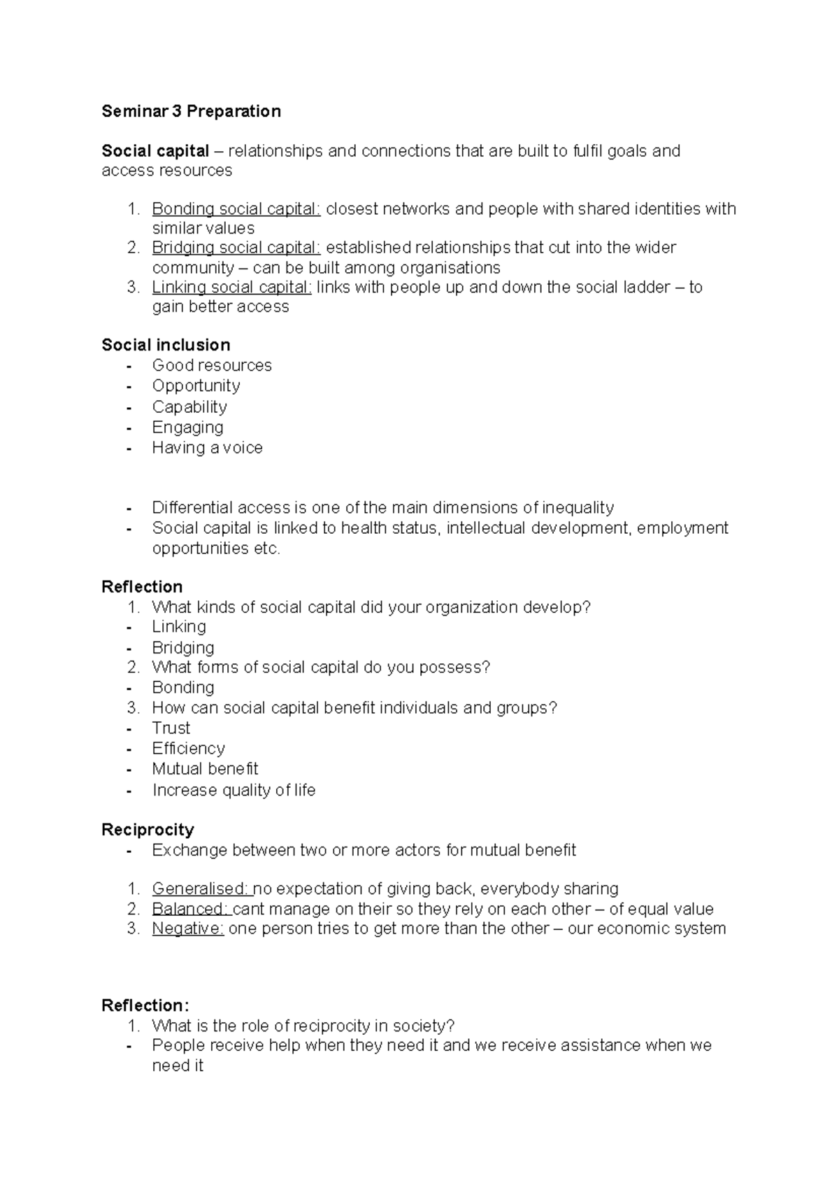 Seminar 3 - MCCUSKER INTERNSHIP NOTES - Seminar 3 Preparation Social ...