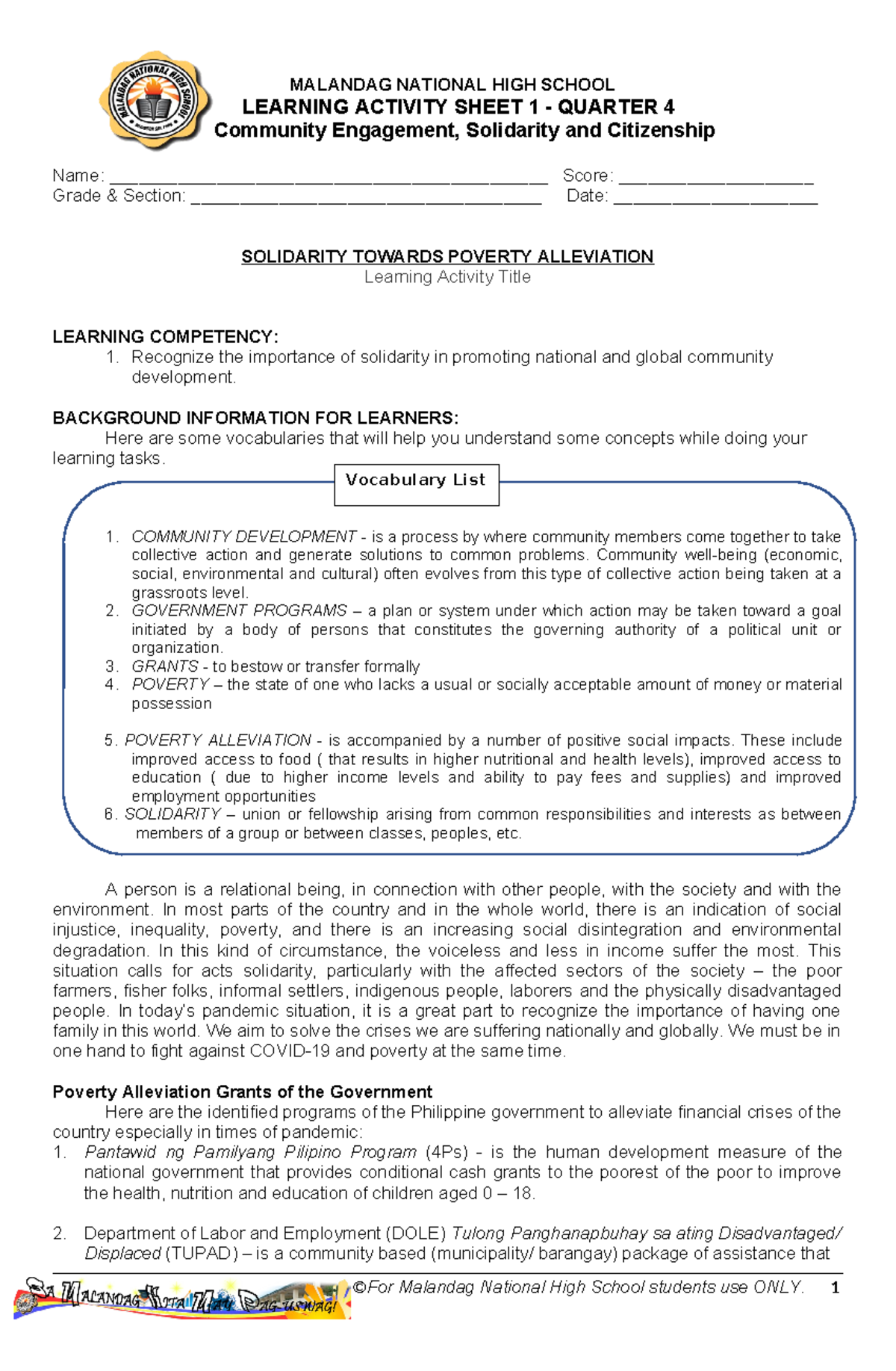 LAS 2-Q4-CESC - hope you understand it - MALANDAG NATIONAL HIGH SCHOOL ...