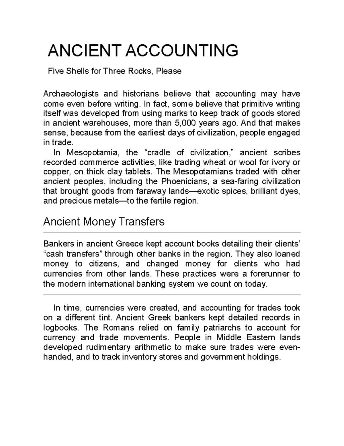 Ancient Accounting introduction accounting notes - ANCIENT ACCOUNTING ...