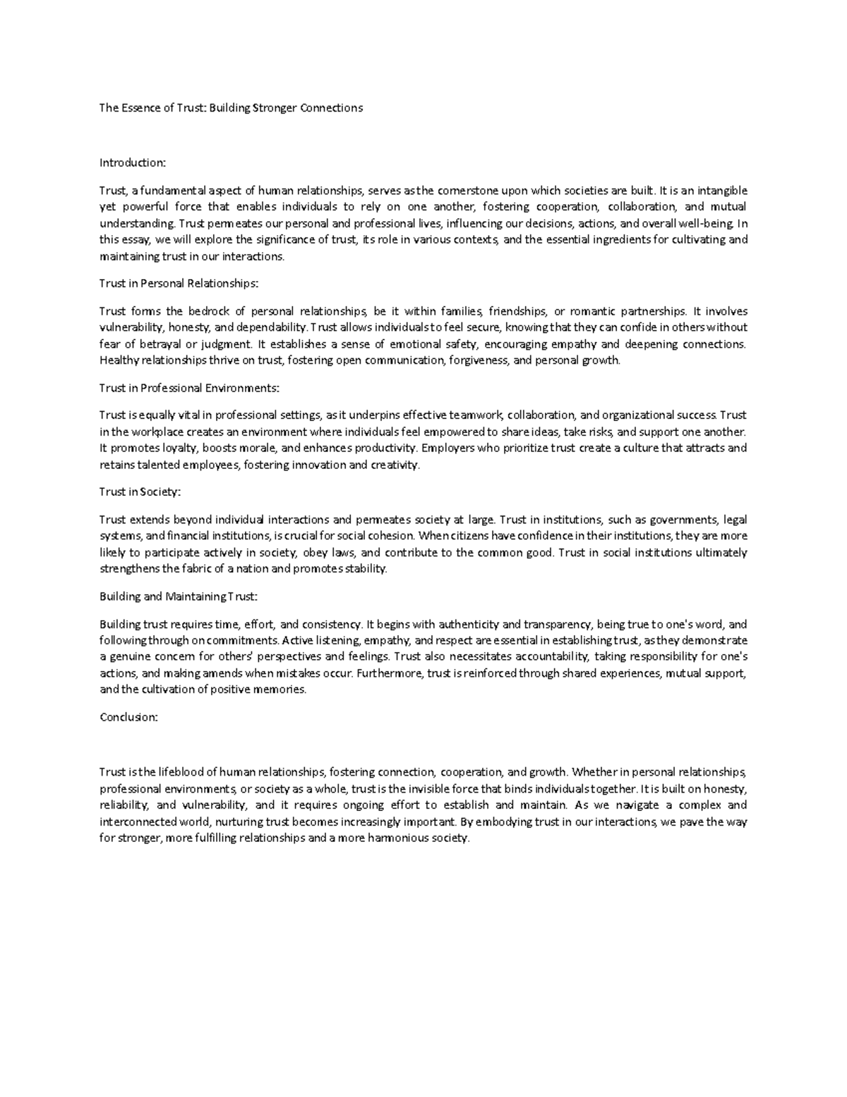 Trust - It is an intangible yet powerful force that enables individuals ...