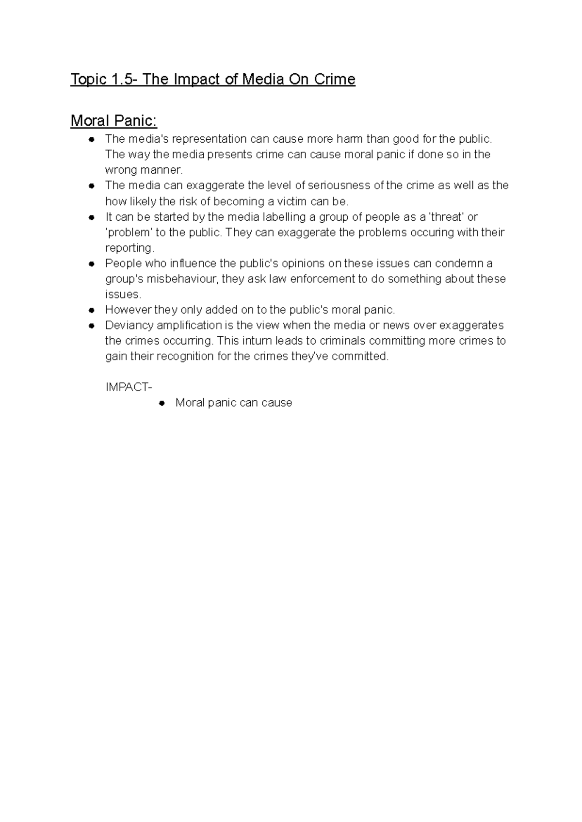 Topic 1.5 ( Criminology) - Topic 1- The Impact of Media On Crime Moral ...