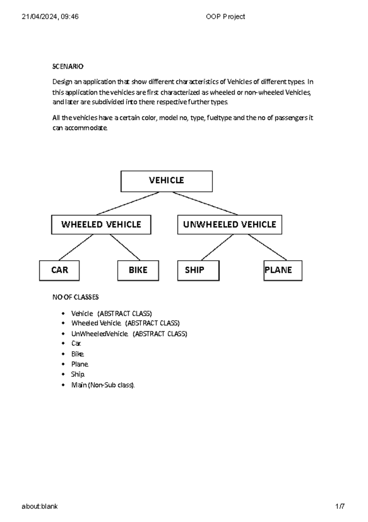 OOP Project - SCENARIO Design an application that show different ...