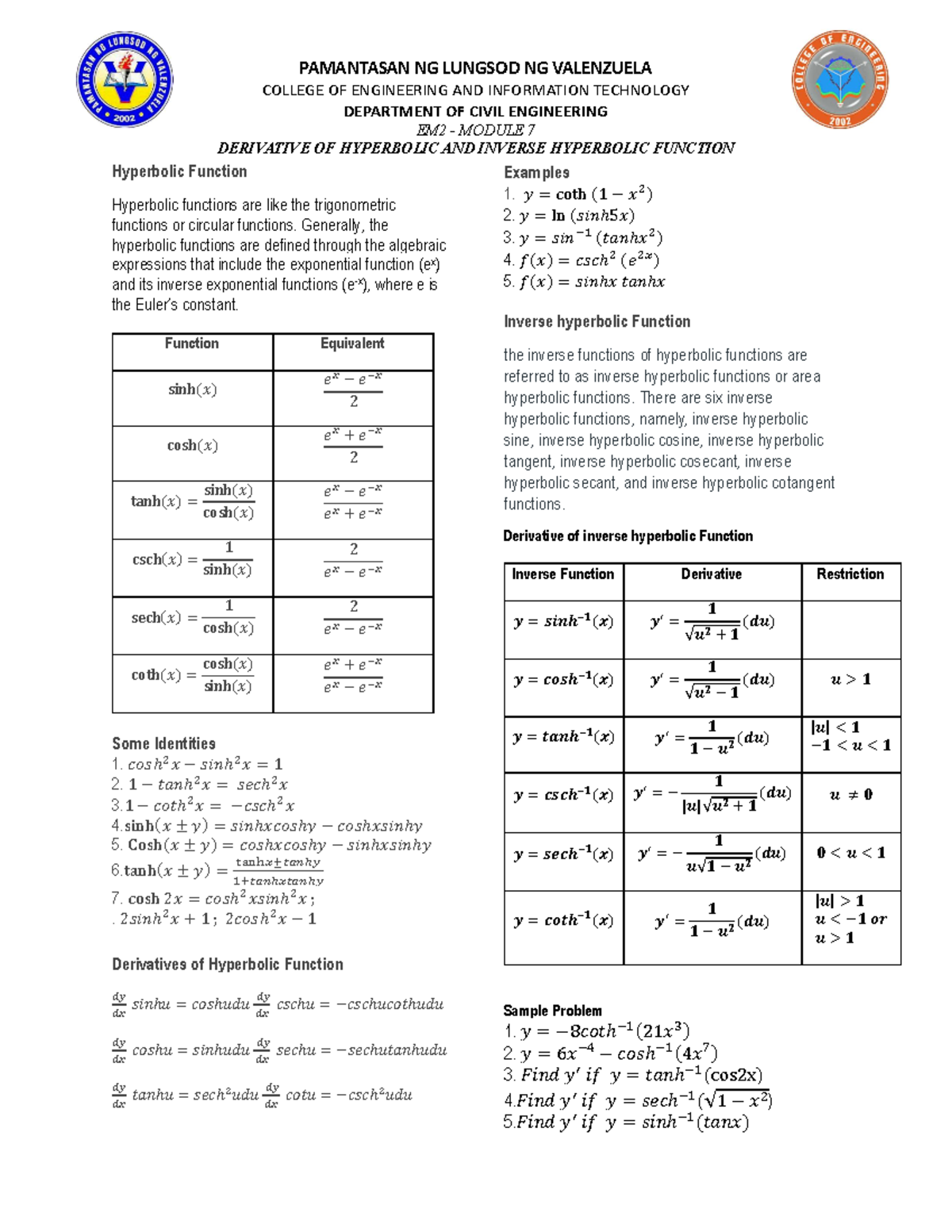 Module 8 - Differential Calculus - EM 2 - PAMANTASAN NG LUNGSOD NG ...
