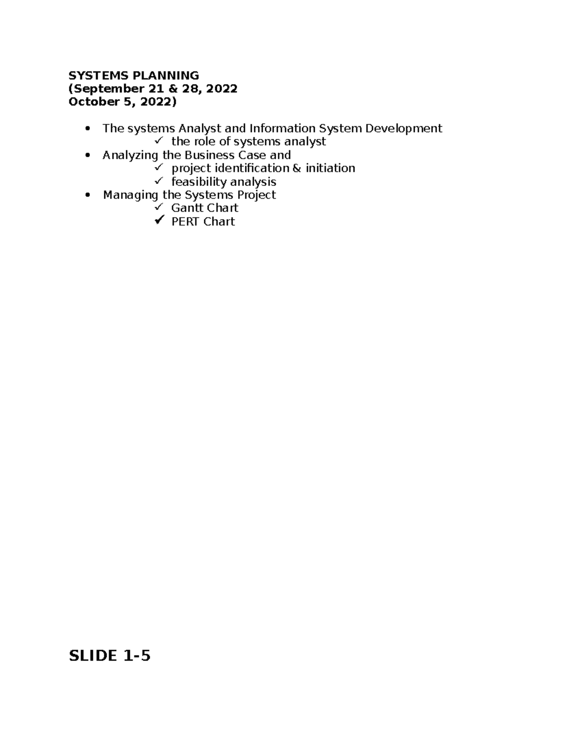 Systems Planning - For report - SYSTEMS PLANNING (September 21 & 28 ...