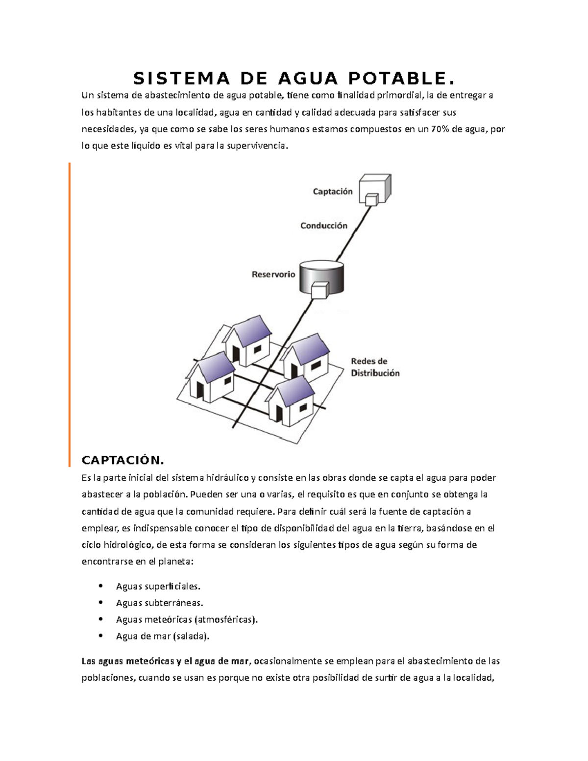 Sistema DE AGUA Potable - S I S T E M A D E A G UA P O TA B L E. Un ...