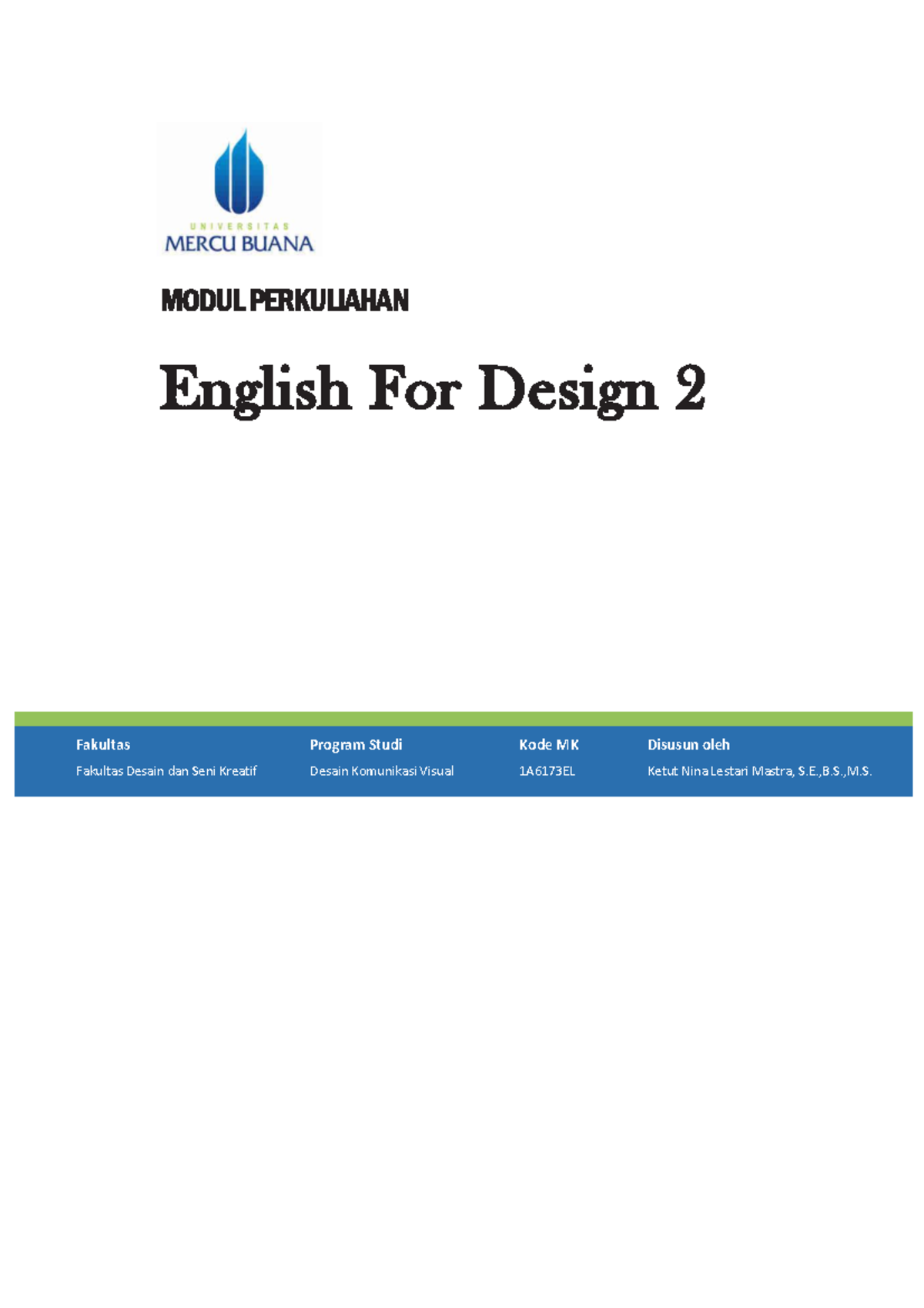 Modul English for Design 17 - MODUL PERKULIAHAN English For Design 2 ...