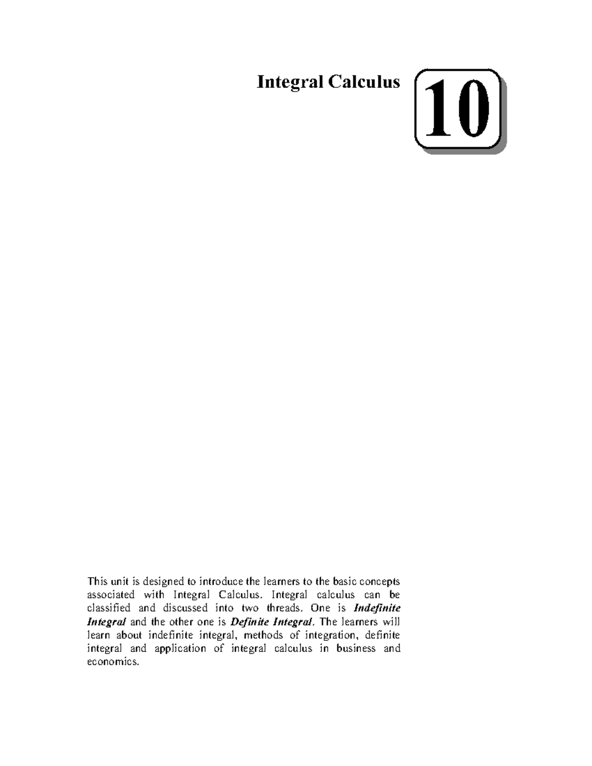 Integral calculusnotes 1 - Integral Calculus This unit is designed to ...