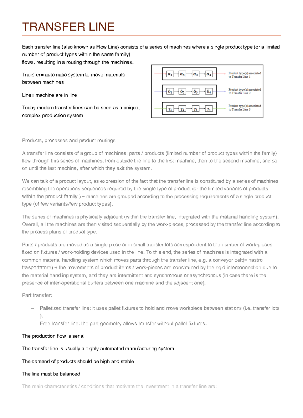 Transfer lines notes - TRANSFER LINE Each transfer line (also known as ...