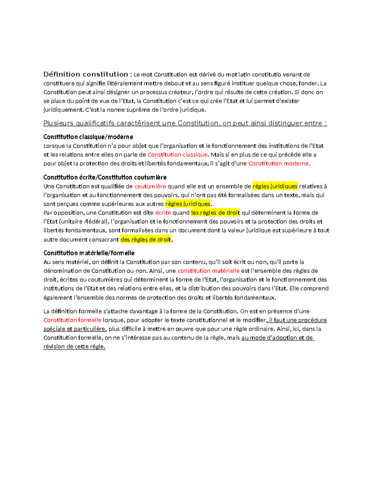 Revision galo DC - Définition constitution : Le mot Constitution est ...