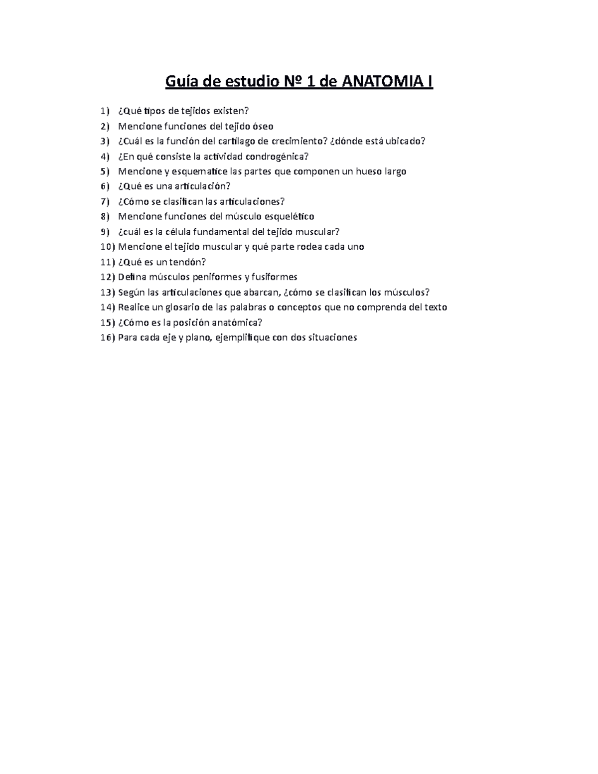 Guía de estudio para anatomia inicial - Guía de estudio Nº 1 de ...