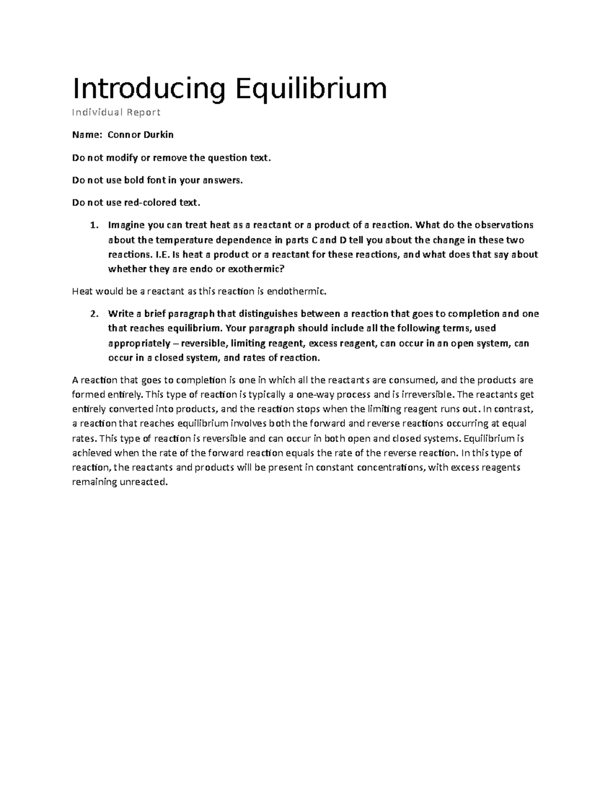 Intro Eq - Individual Report Template - Introducing Equilibrium ...