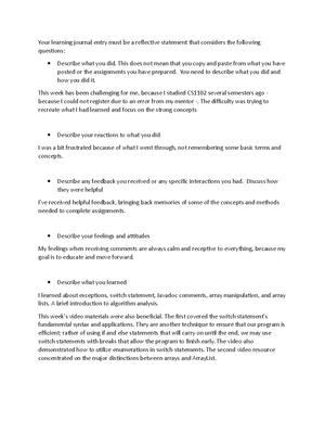 Learning Guide Unit 1 Introduction - CS 1103-01 Programming 2 - AY2022-T Learning Guide Unit 1 ...