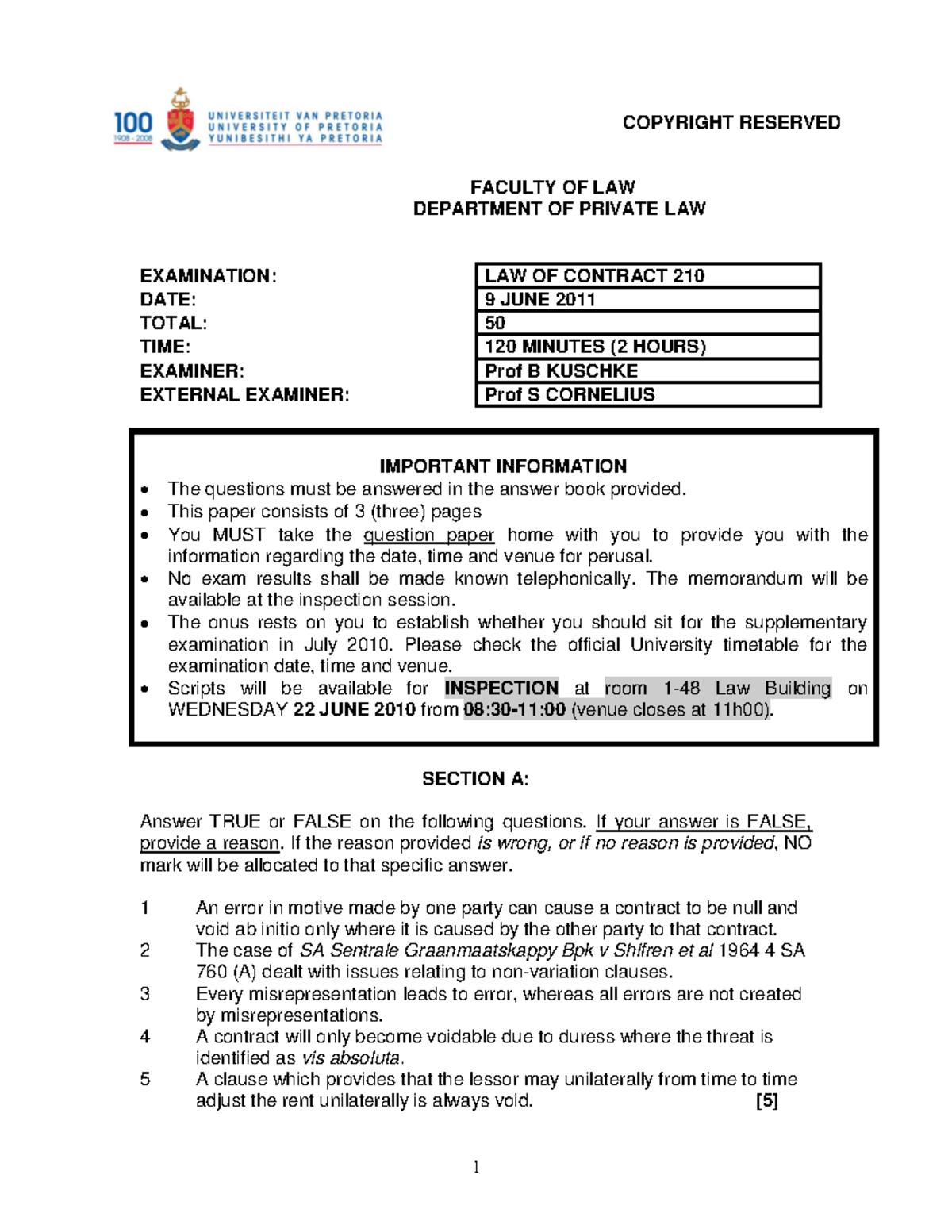 2011 exam - Practice material for RPR Exam - 1 COPYRIGHT RESERVED ...