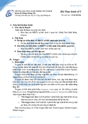 Insert BT1 - Bai Giai - BAI TAP 1 CREATE DATABASE QLBH USE QLBH - I - 1 - CREATE TABLE KHACHHANG ...