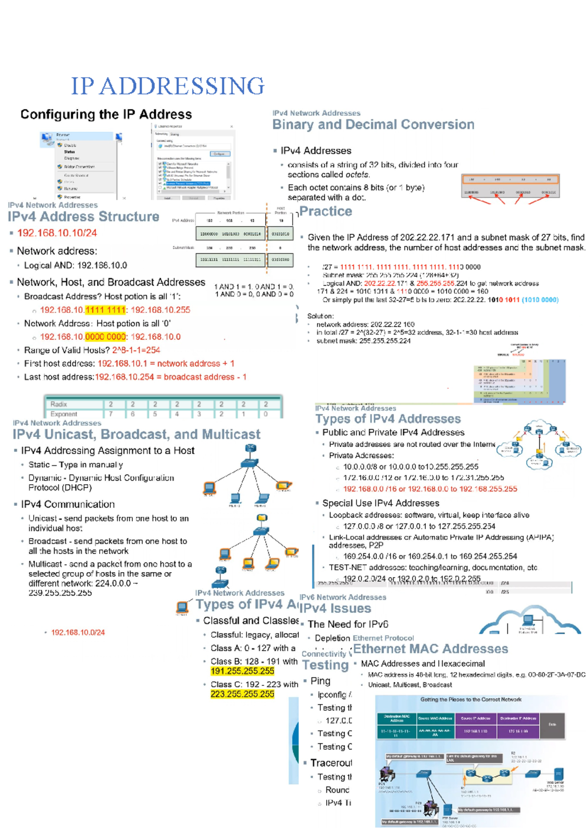 1. IP addressing week 1 notes - 32177 - IP ADDRESSING - - Studocu