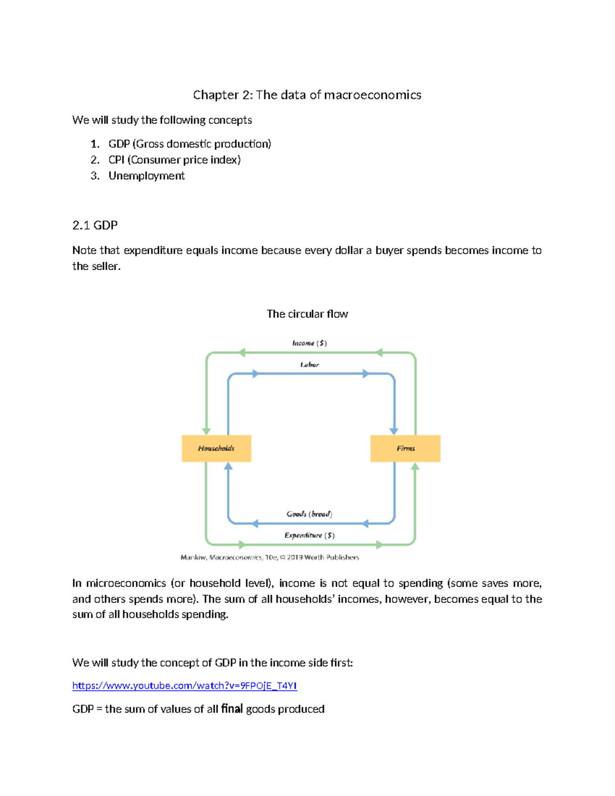 Chapter 2 - Chapter 2: The data of macroeconomics We will study the ...