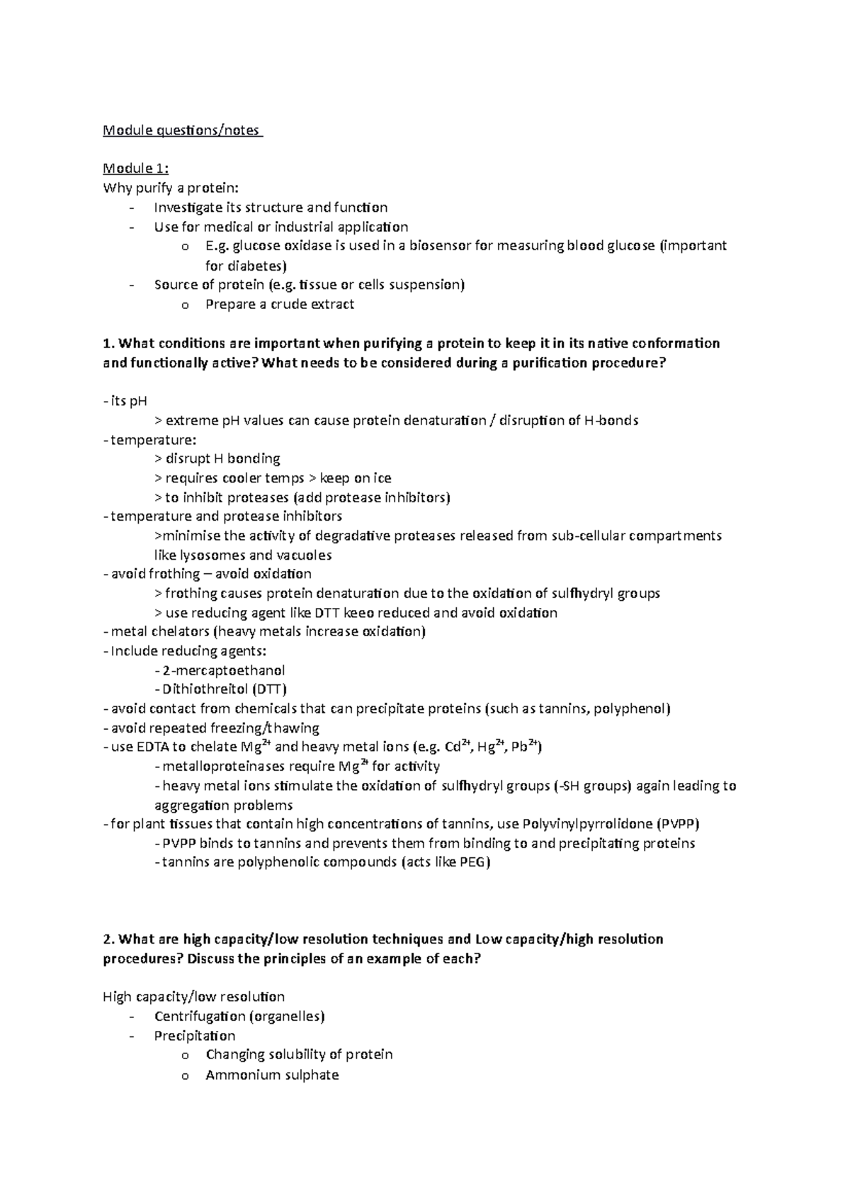 Protein to proteome Exam notes - Module quesions/notes Module 1: Why ...