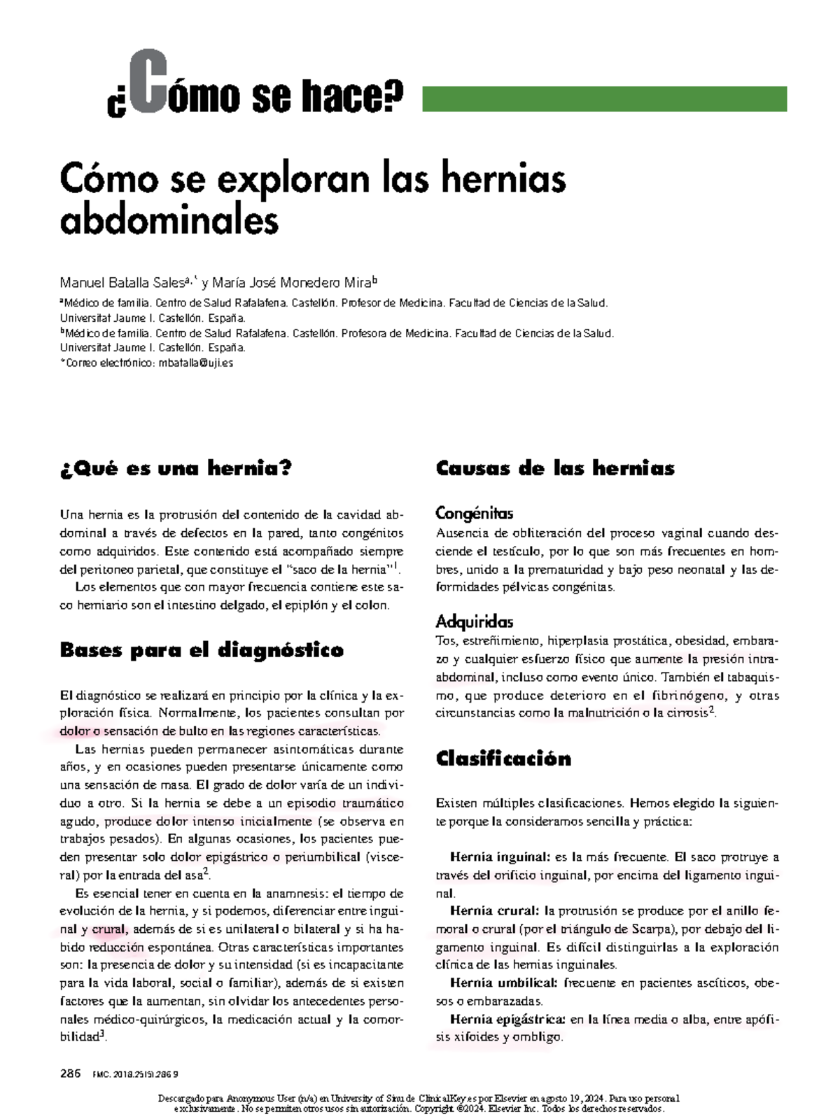 Hernia abdominal - ¿Cómo se hace? 286 FMC. 2018;25(5):286- Causas de ...