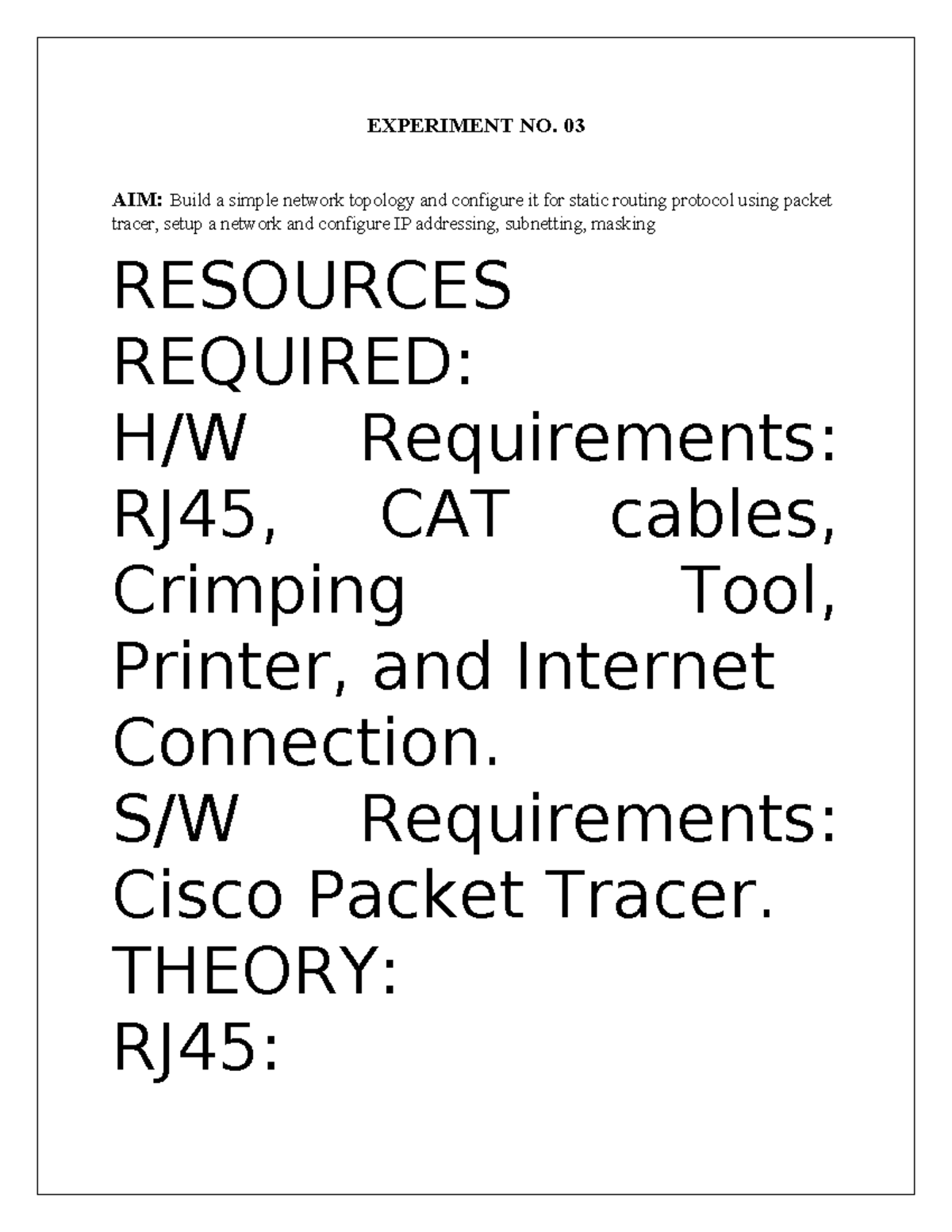 Exp 3 Computer Network Experiment No 03 Aim Build A Simple Network Topology And Configure