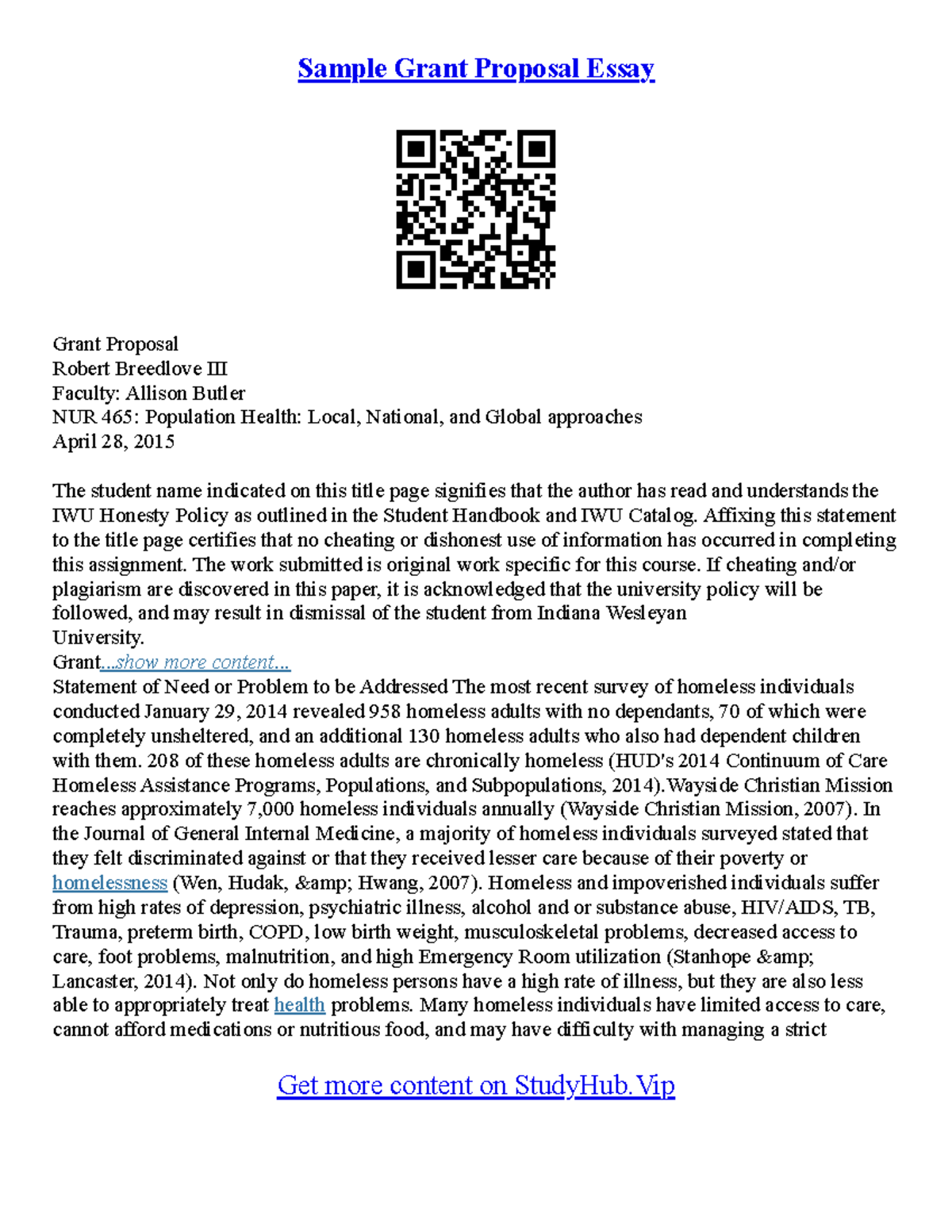 Sample Essay Outline Template - Sample Grant Proposal Essay Grant ...