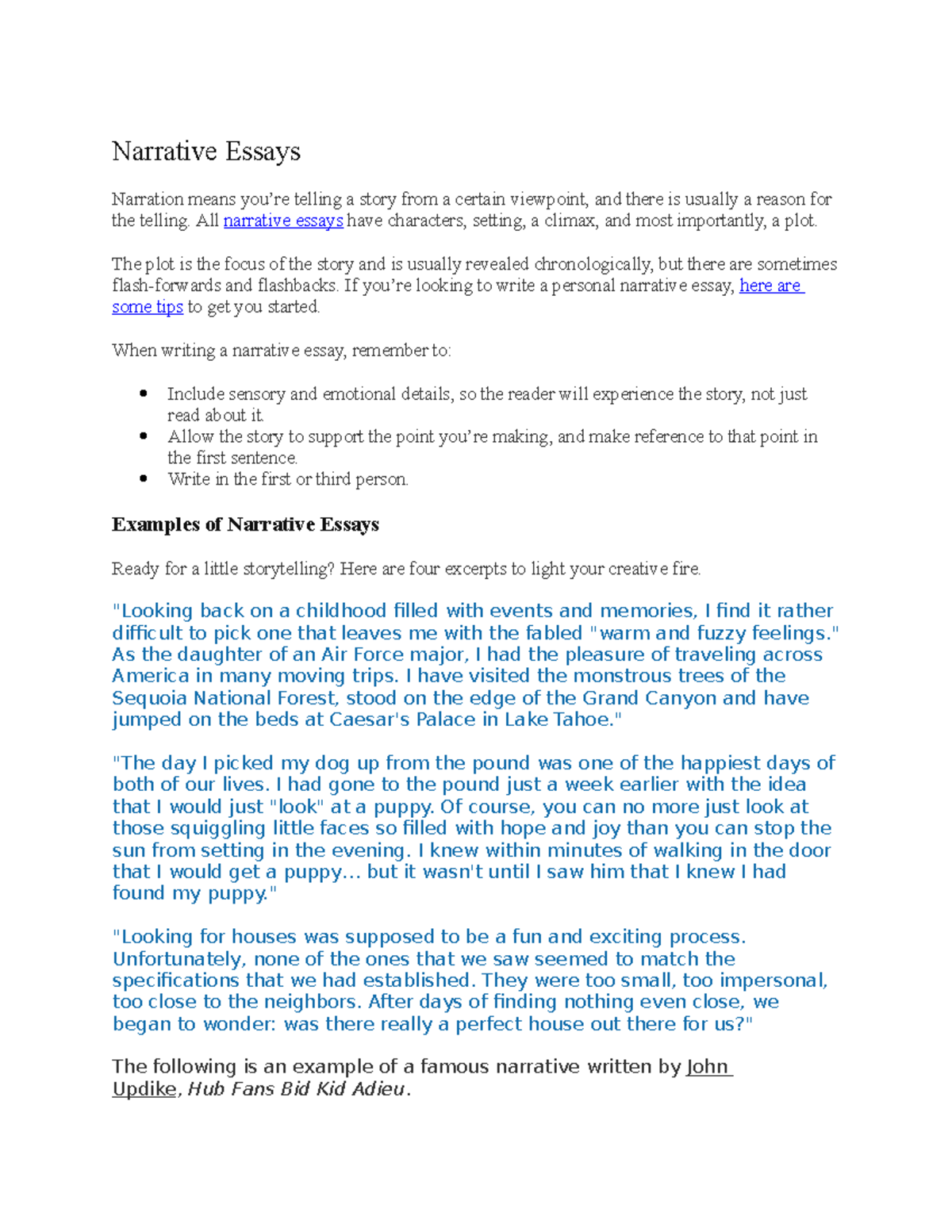 8 - n/a - Narrative Essays Narration means you’re telling a story from ...