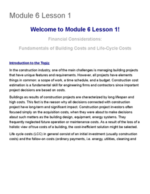Module 1 Lesson 6 CE 104- Building Systems Design - Module 1: Lesson 6 Welcome to Module 1 ...