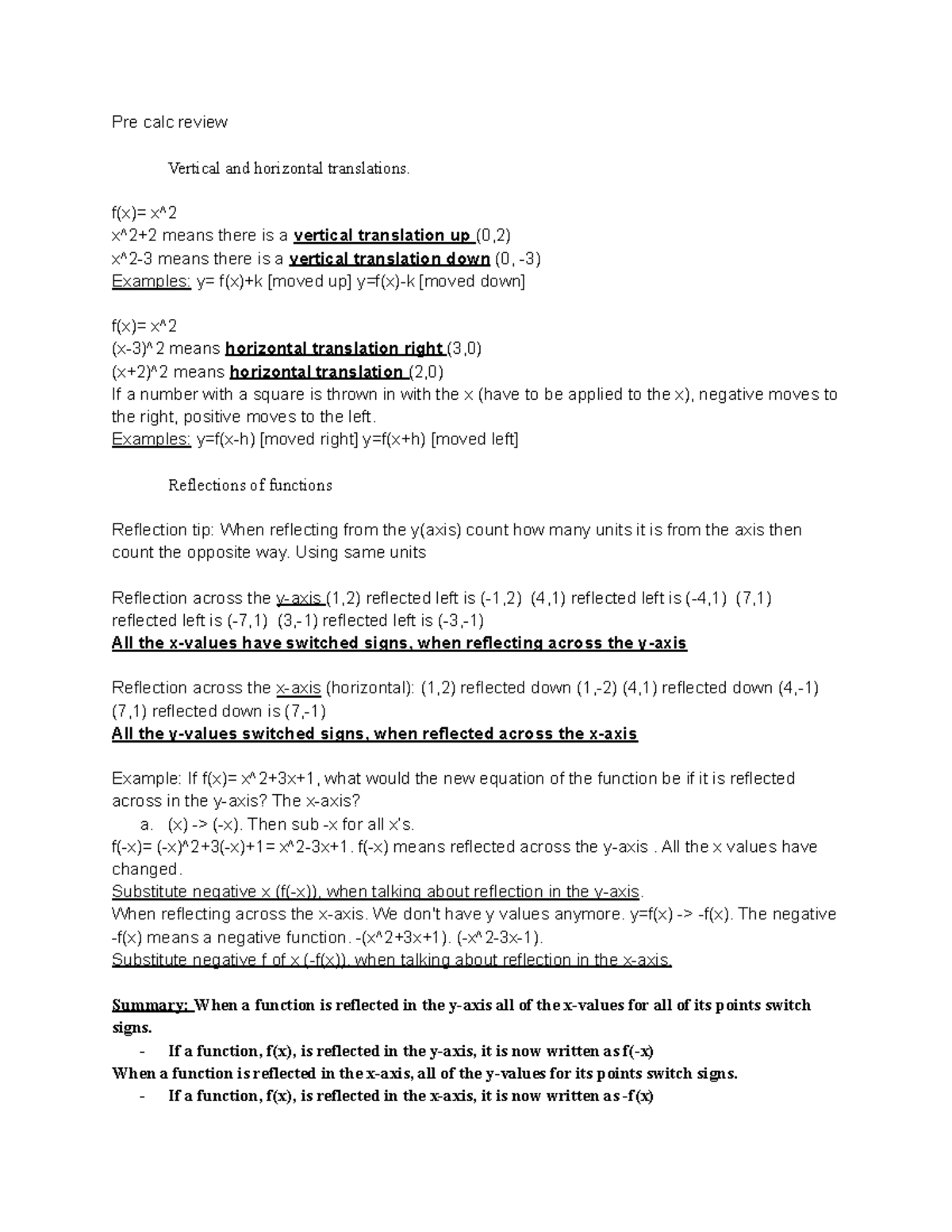 Untitled document-2 - Assignment - Pre calc review Vertical and ...