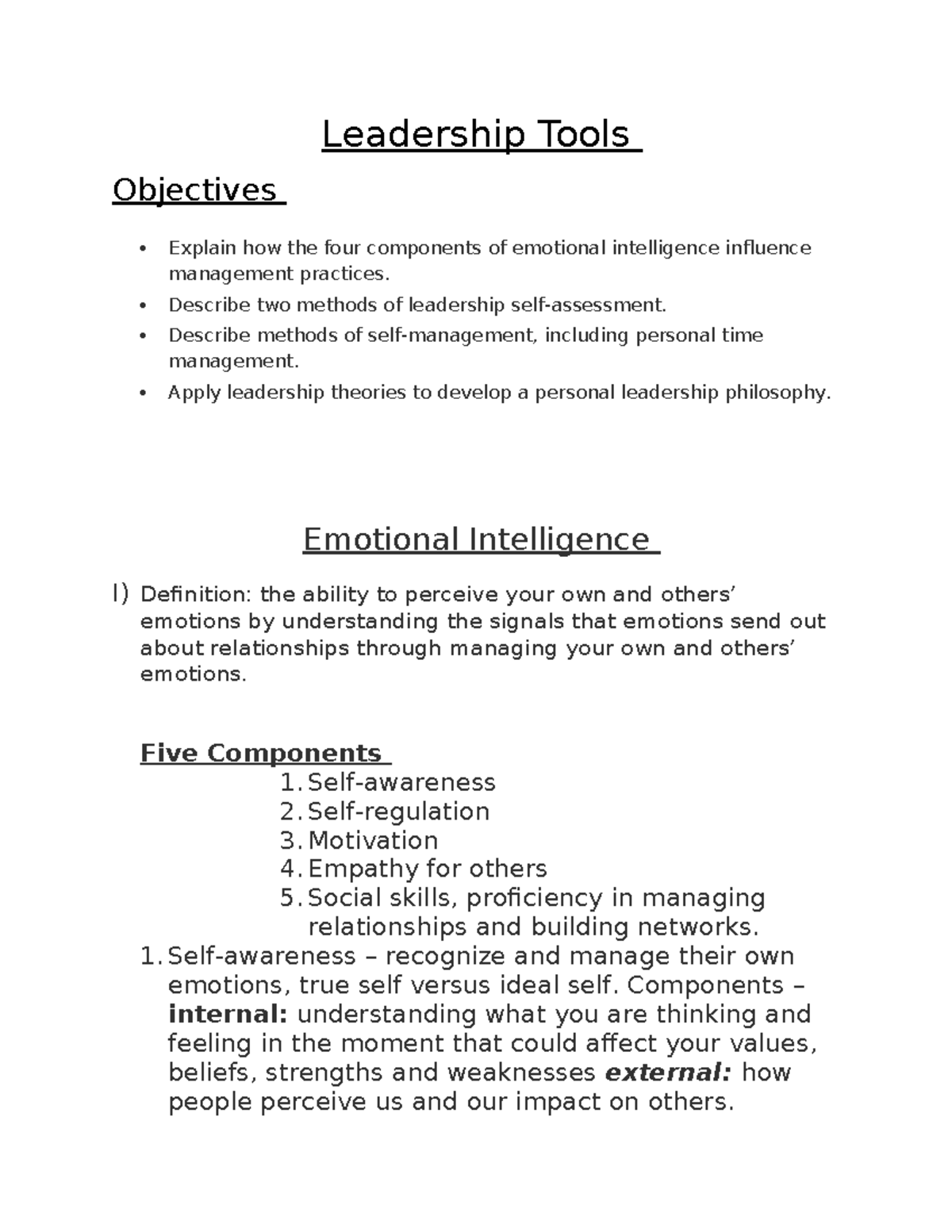 Leadership Tools Outline - Leadership Tools Objectives Explain how the ...