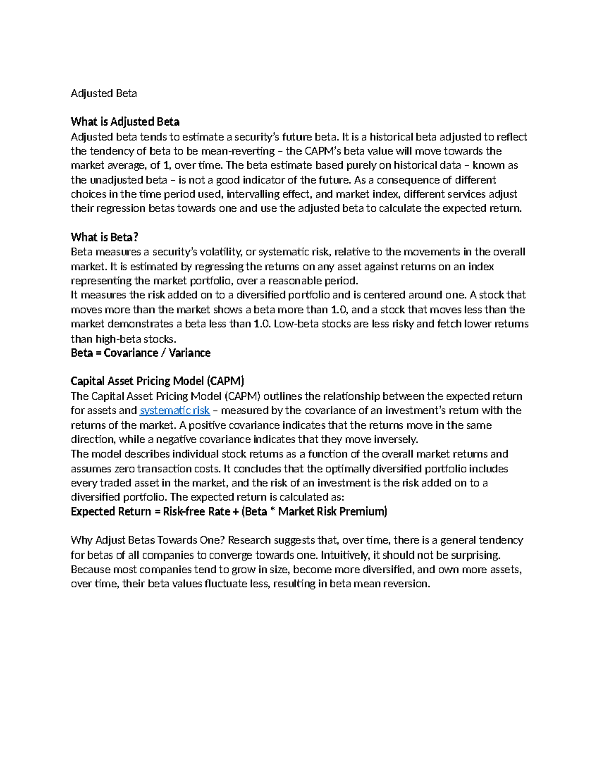 Adjusted Beta - Adjusted Beta What is Adjusted Beta Adjusted beta tends ...
