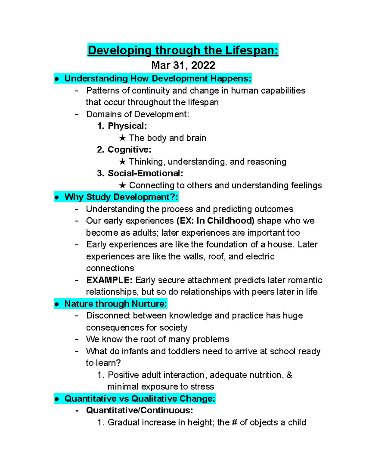 Developing through the Lifespan (3 31) WEEK 11 - Developing through the ...