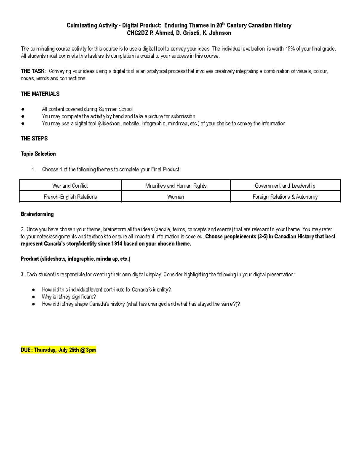 Culminating Activity Digital Product 2024 - Culminating Activity ...