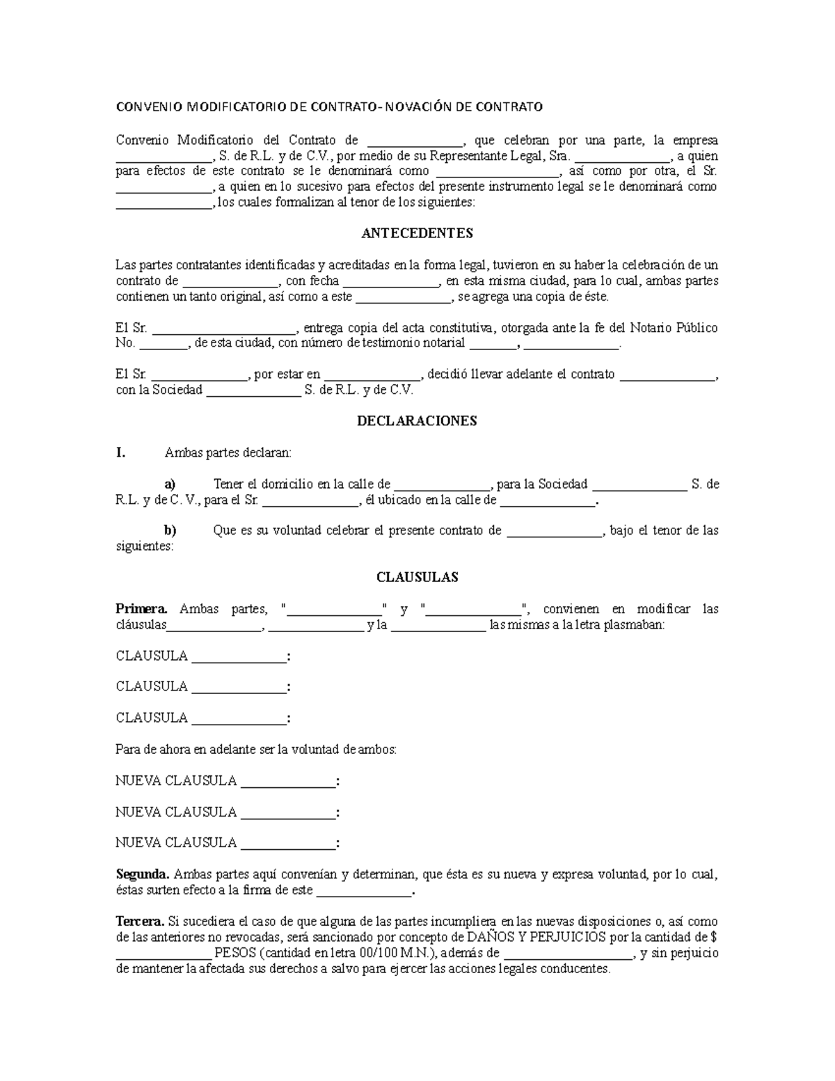 Convenio Modificatorio DE Contrato - CONVENIO MODIFICATORIO DE CONTRATO ...