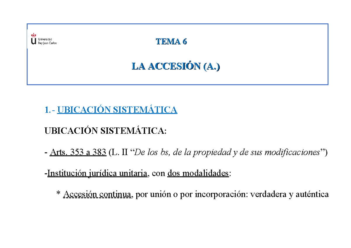 Tema 6 Accesión - TEMA 6TEMA 6 LA ACCESIÓN (A.) LA ACCESIÓN (A.) 1 ...