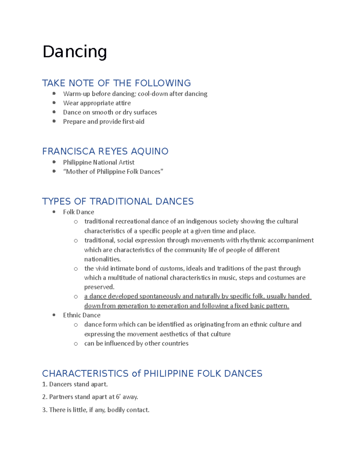 Traditional Dance - Dancing TAKE NOTE OF THE FOLLOWING Warm-up before ...