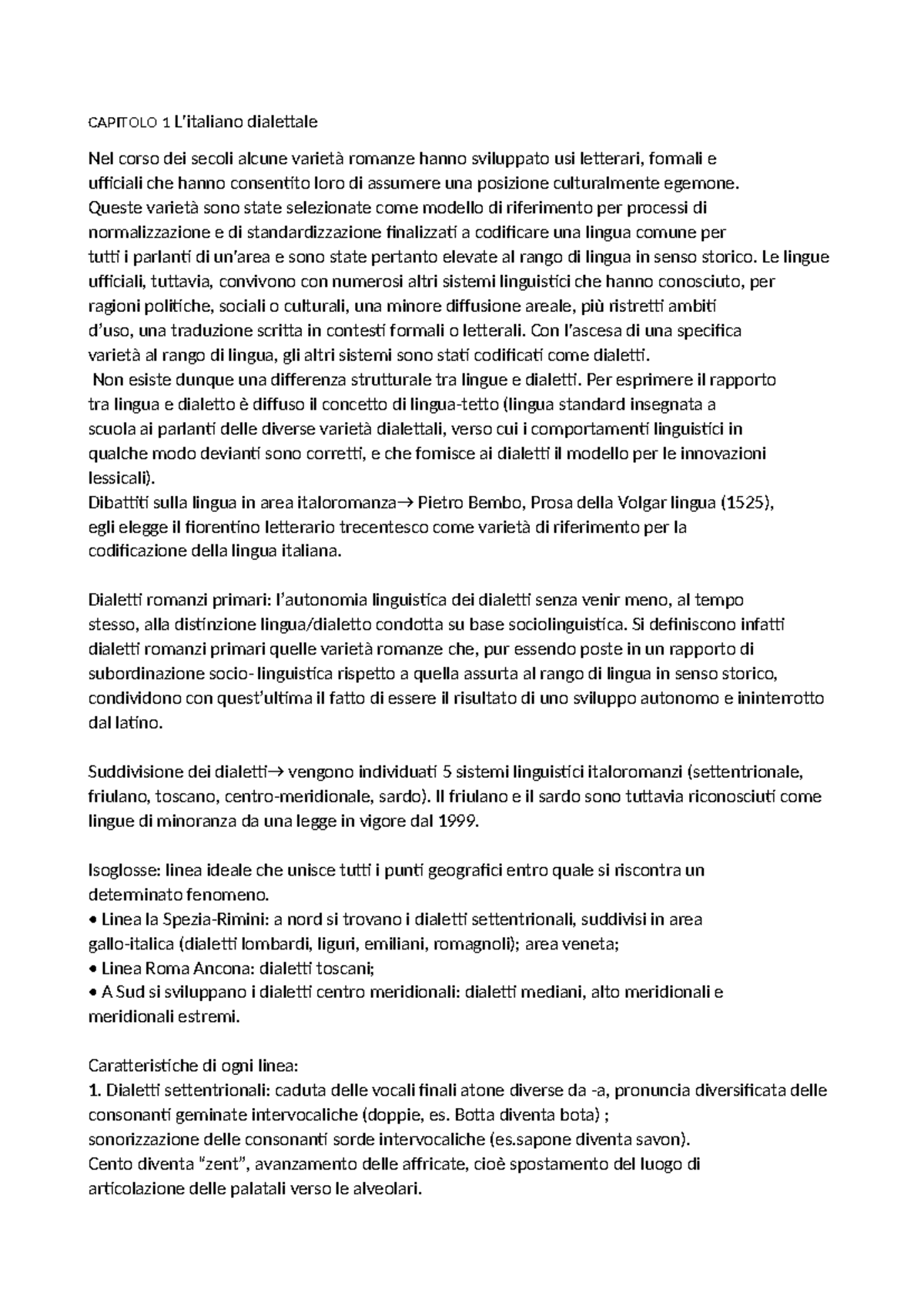 Capitolo 1 trifone - Riassunto L'italiano nella storia. Lingua d'uso e ...