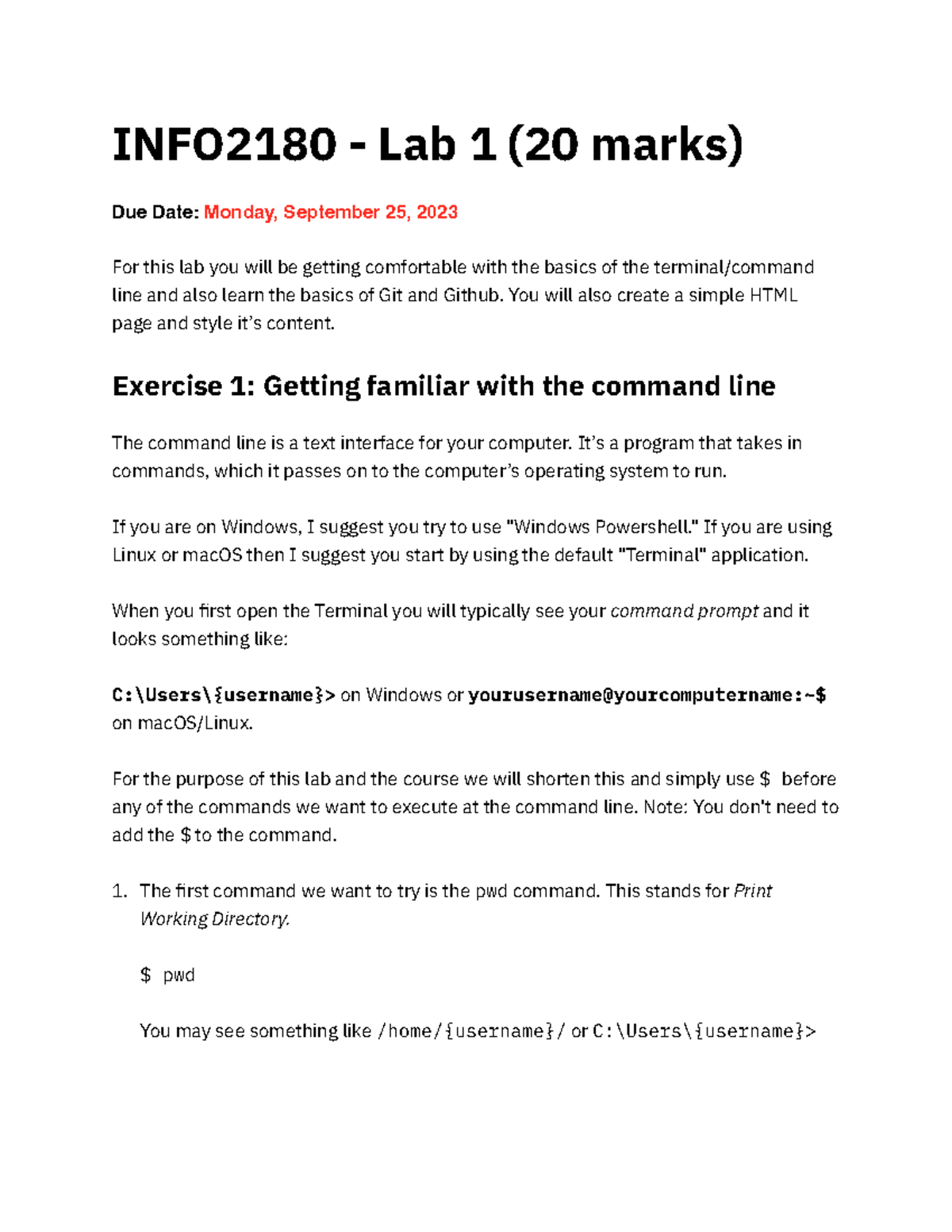 Info2180-lab1 - Notes - INFO2180 - Lab 1 (20 marks) Due Date: Monday ...