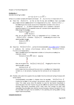 Econometrics - Chapter Simple Linear Regression - Chapter 2: The Simple Regression Problem No. 4 ...