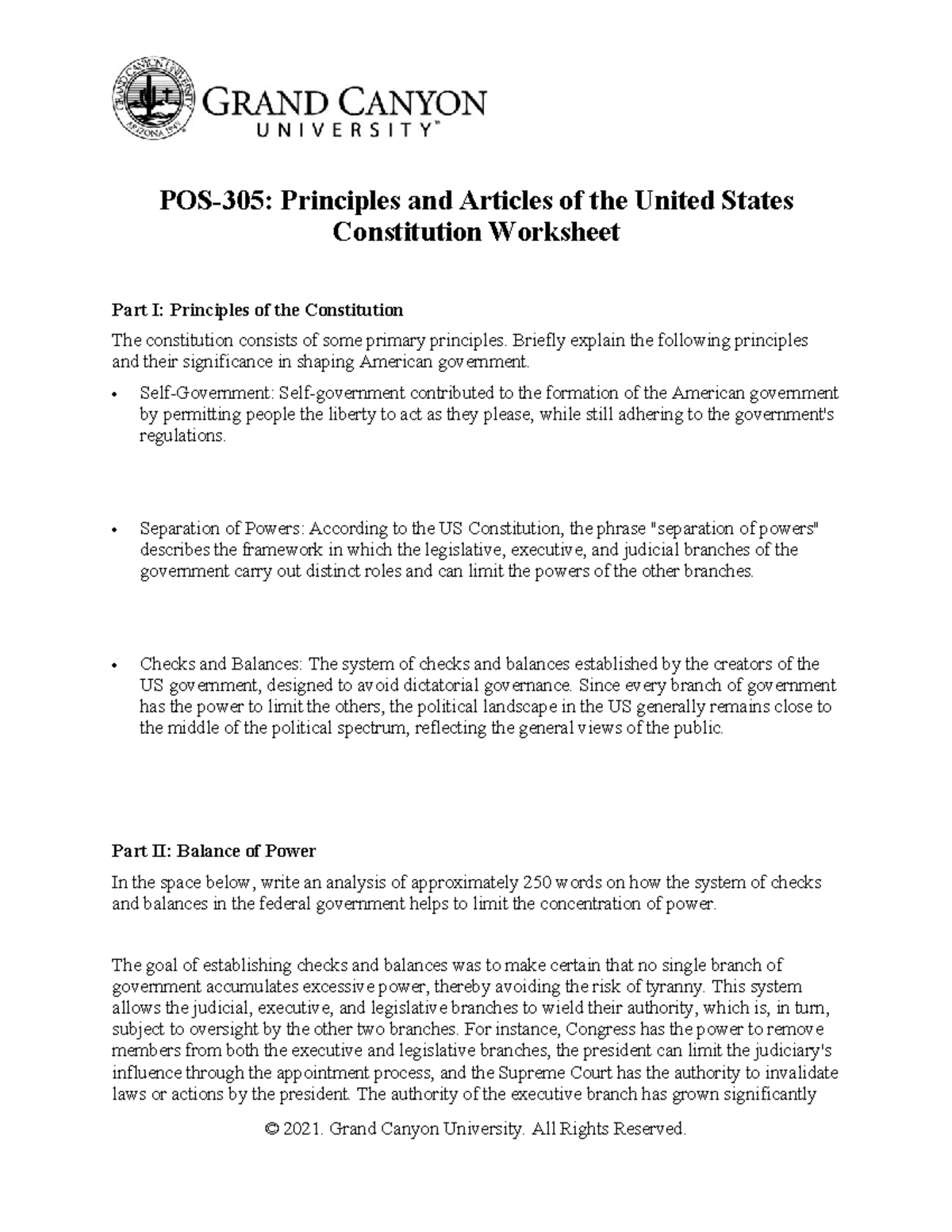 POS-305 T1 Constitution Worksheet - POS-305: Principles and Articles of ...