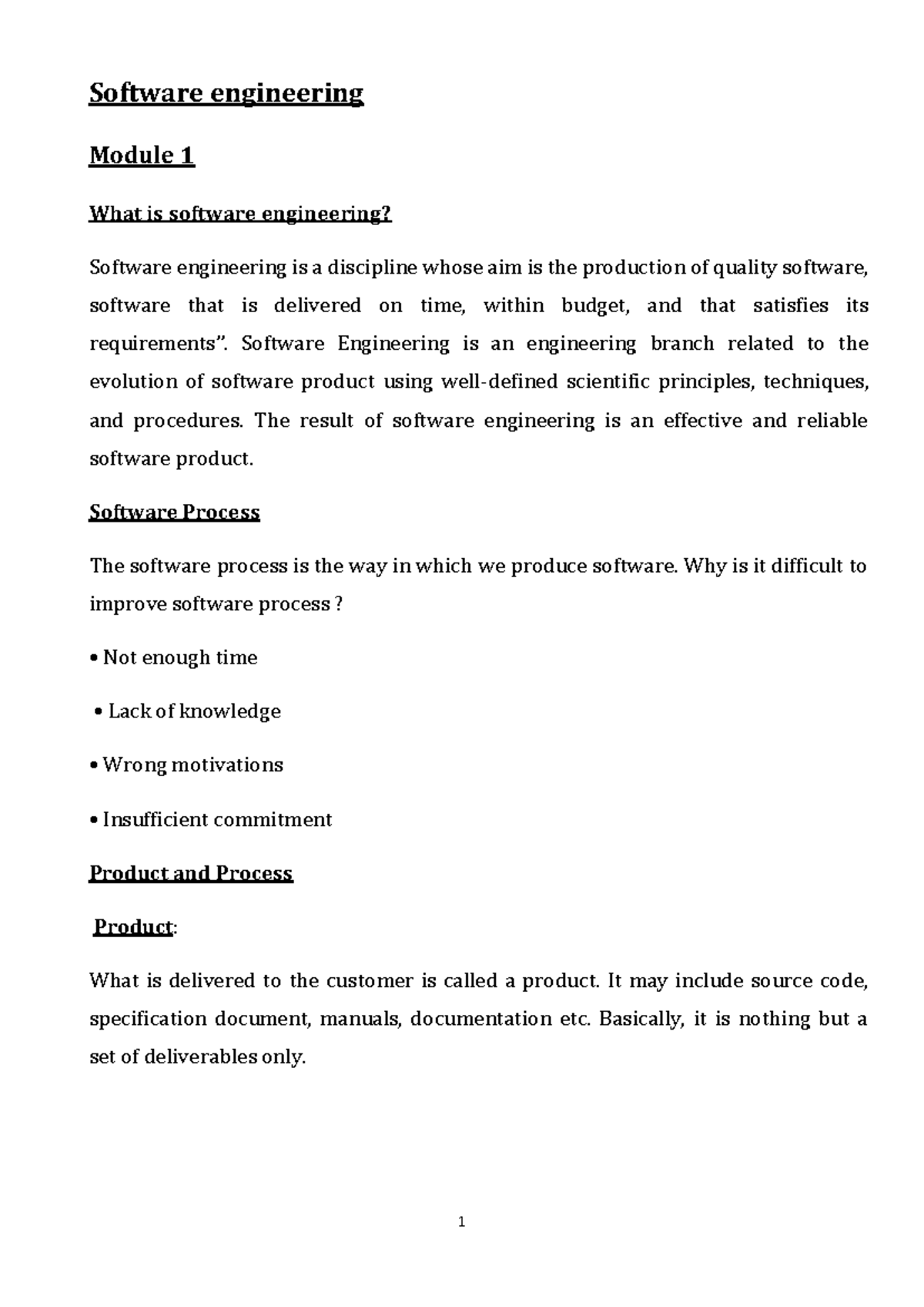 SDLC - Lecture notes on software development life cycle,module 1 ...
