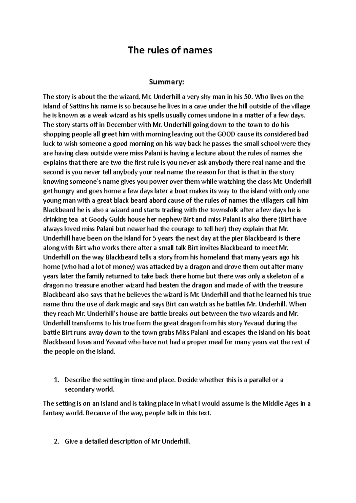 The rules of names - got an A - The rules of names Summary: The story ...