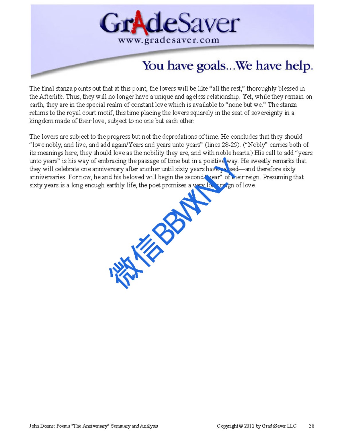 John-Donne-Poems-Grade Saver 42 - The final stanza points out that at this point, the lovers ...