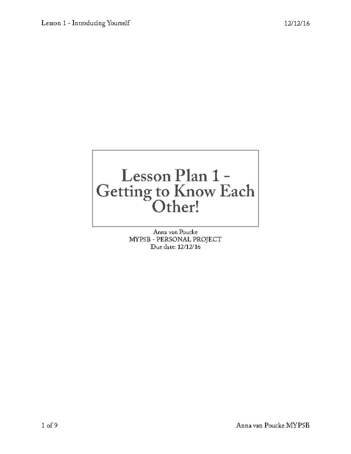 Lesson plan 1 - getting to know each other - pp product - Lesson Plan 1 ...