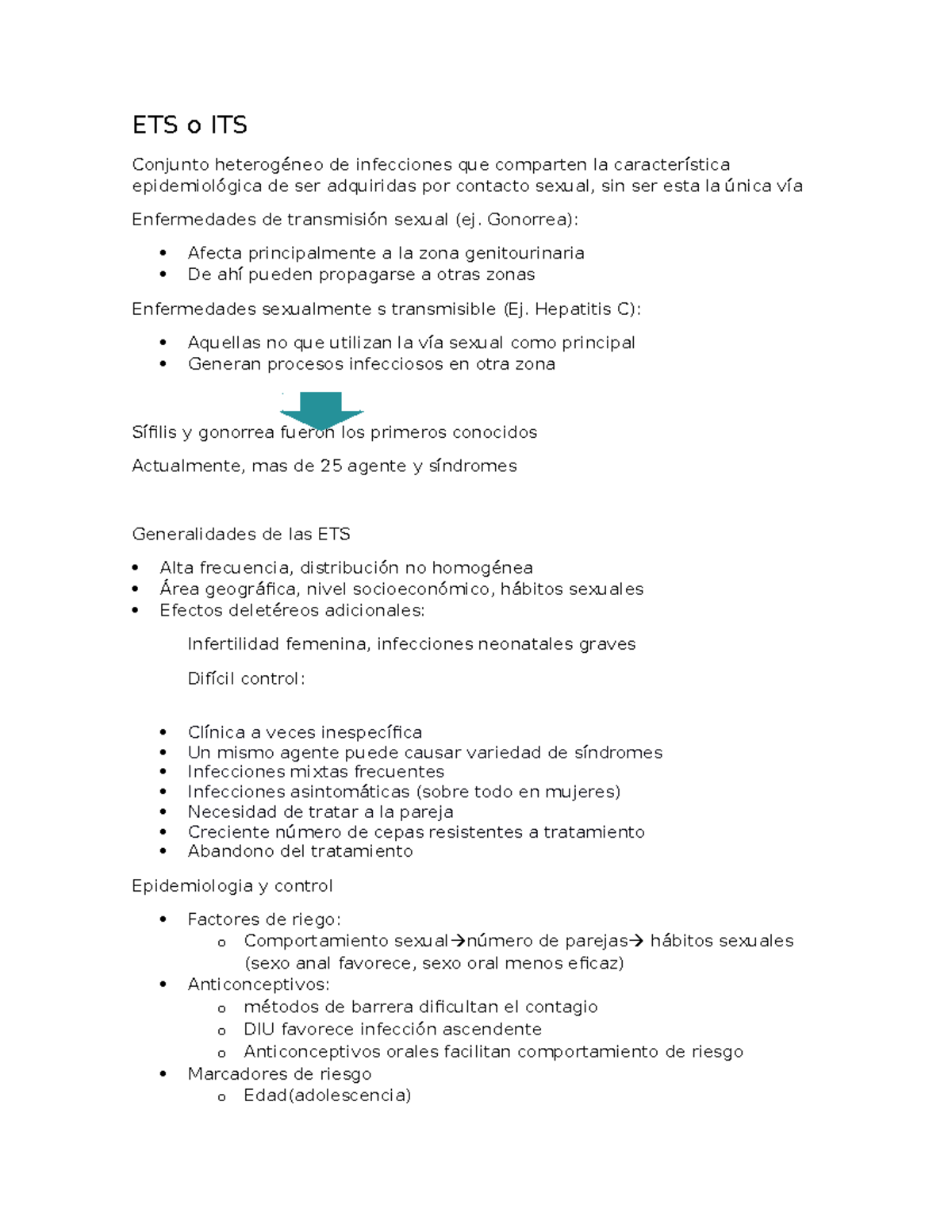 ETS o ITS - apuntes - ETS o ITS Conjunto heterogéneo de infecciones que ...