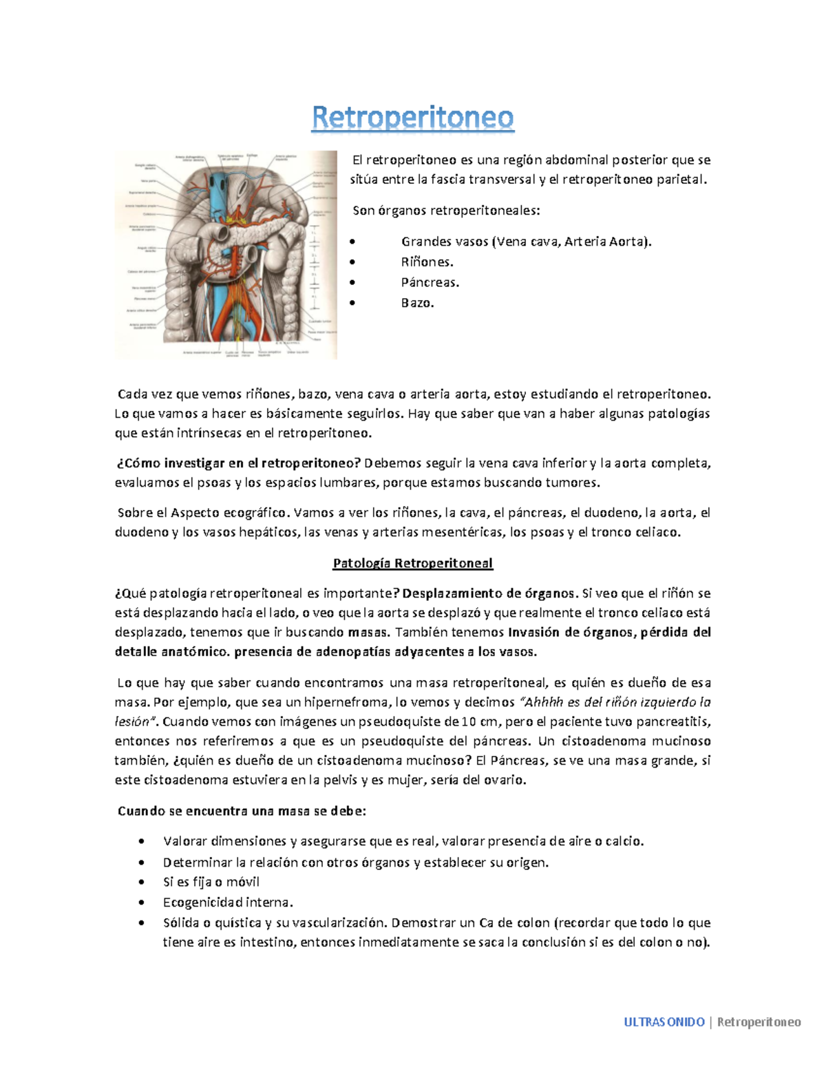 Clase 11 - Retroperitoneo - El retroperitoneo es una región abdominal ...