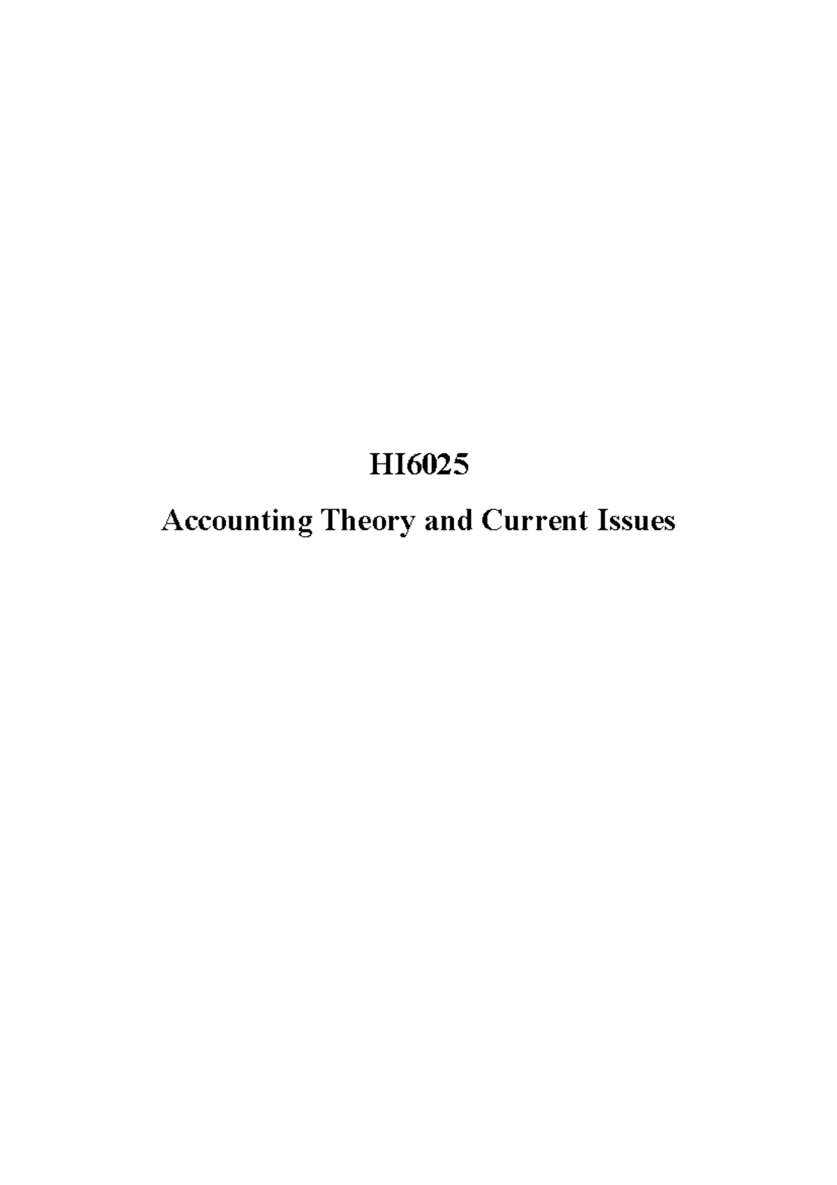 Accounting Theory and Current Issues - HI Accounting Theory and Current ...