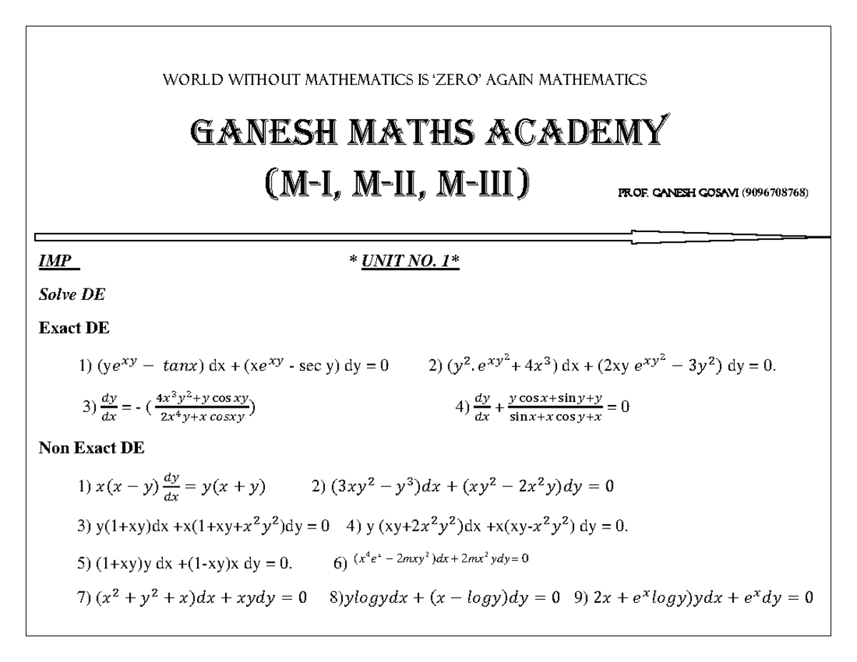 M II IMP Questions 2022 World Without Mathematics Is 8Zero9 Again 