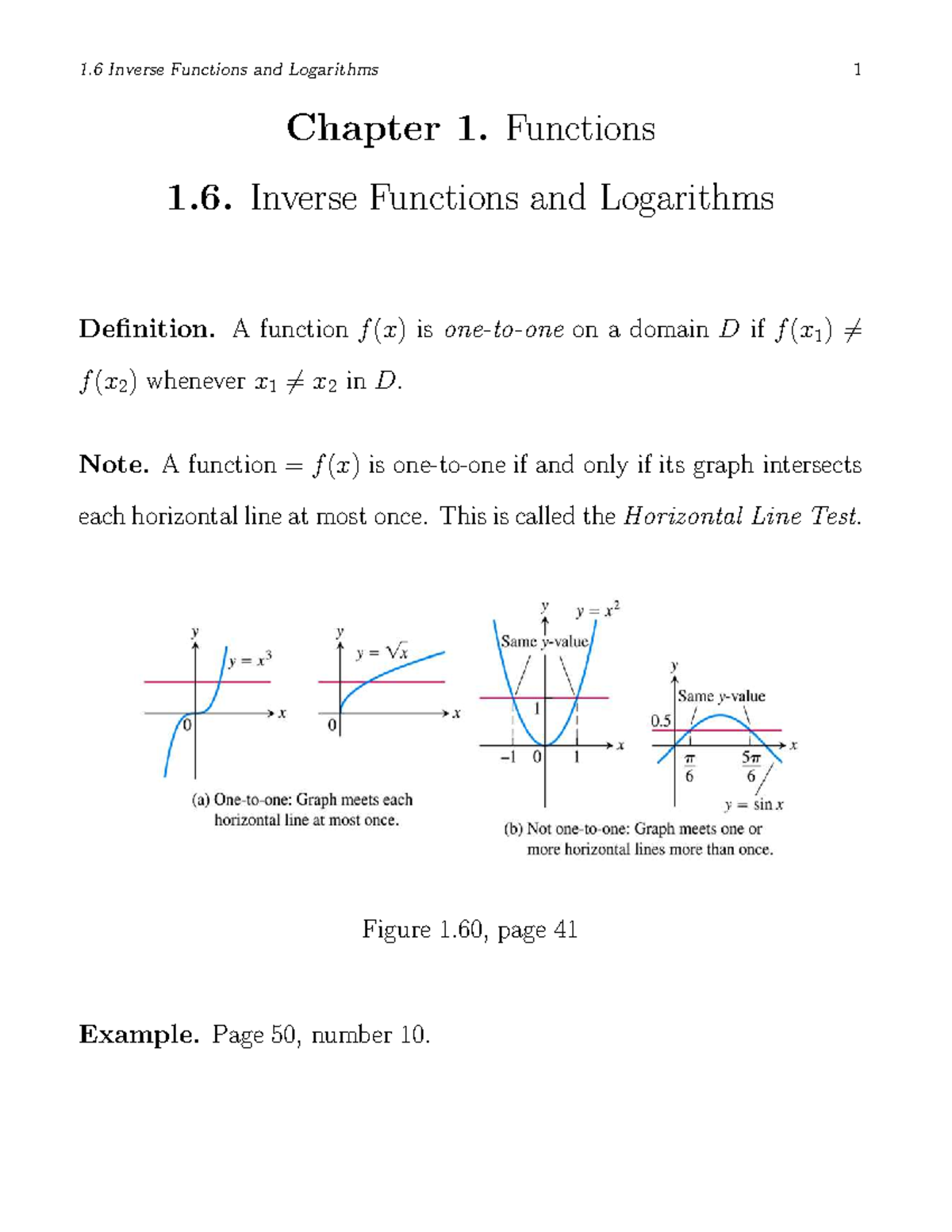 C1s6 - Section 1.6: Inverse Functions and Logarithms. PDF. - Chapter 1. Functions 1. Inverse ...
