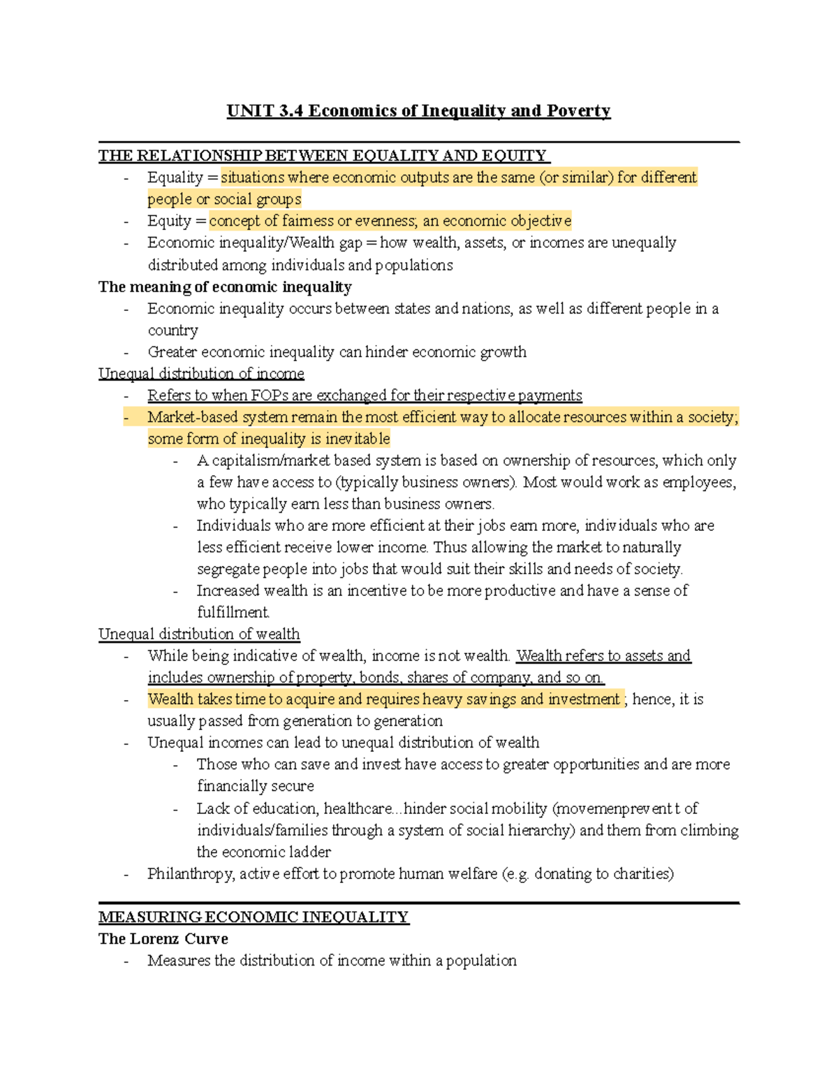 Economics Reviewer - 3.4 Economics of Inequality and Poverty - UNIT 3 ...