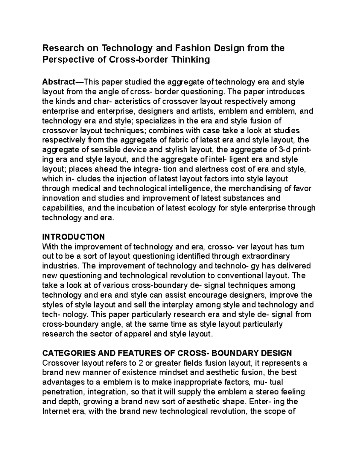 Research on Technology and Fashion Design from the Perspective of Cross ...