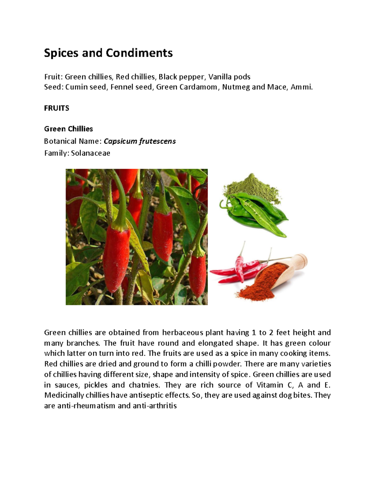 Lecture-Spices and Condiments (Capsicum frutescens, Piper nigrum ...